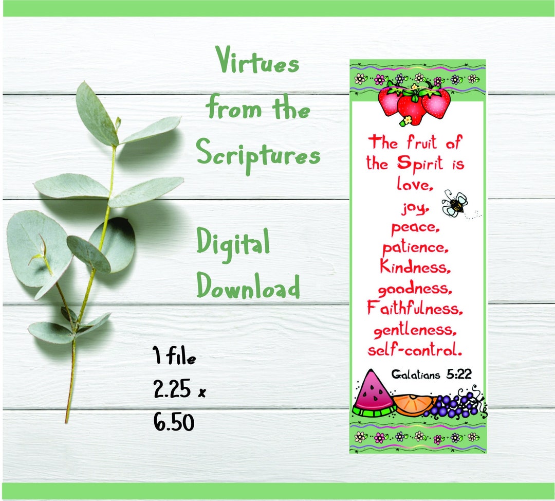 Fruit of the Spirit Bookmark - Instant Download - Galatians Scripture ...