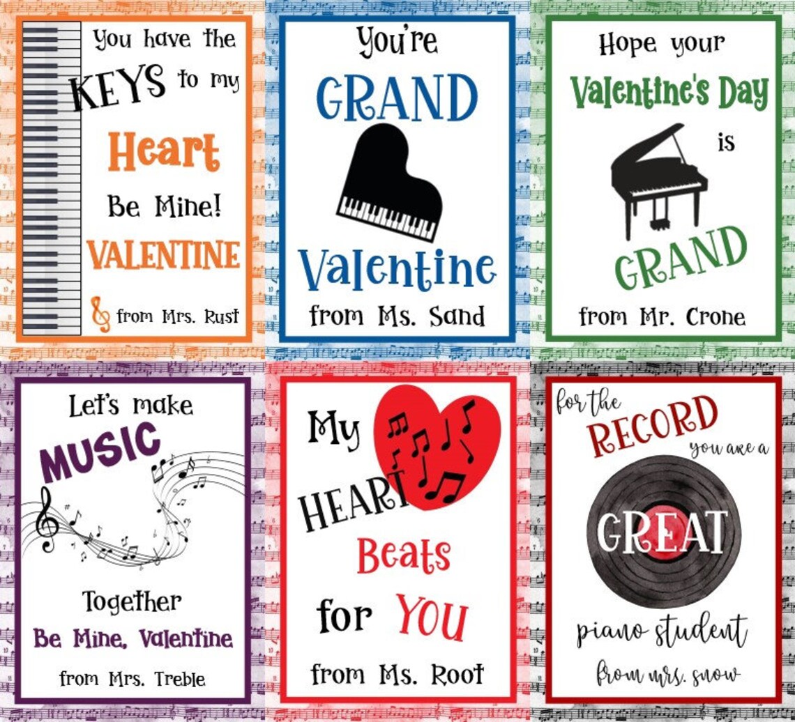 6 MUSICAL Valentines-fun Music Valentines-music Teachers or Students ...