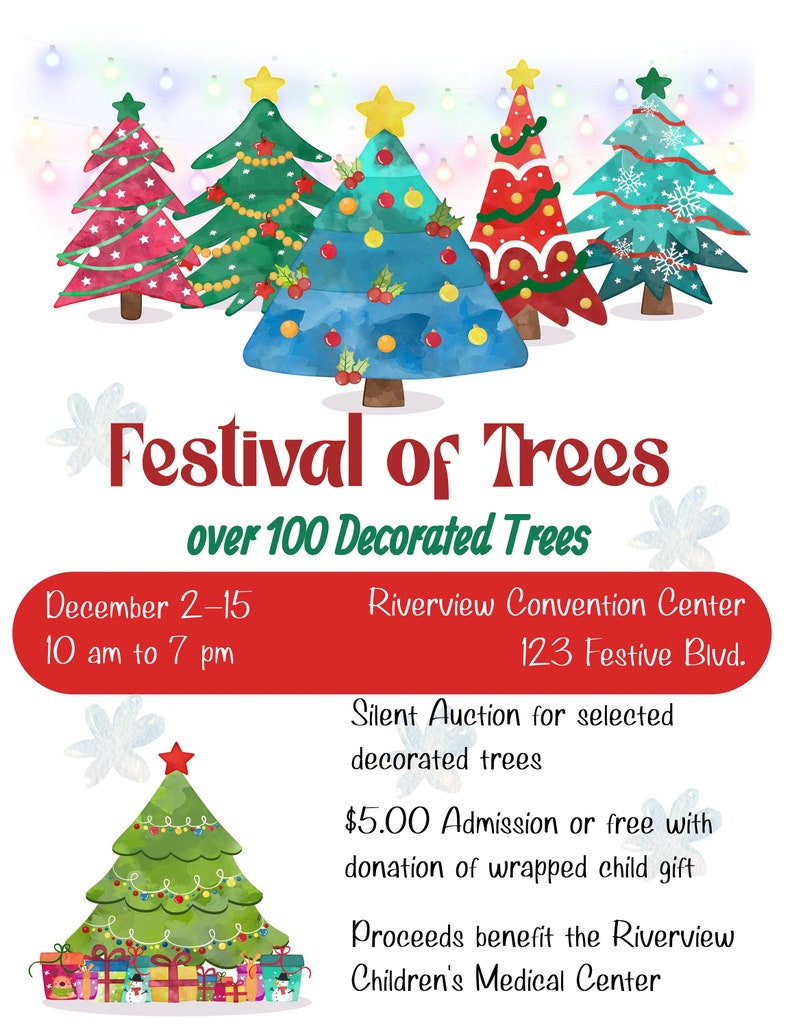 FESTIVAL OF TREES and Silent Auction Forms Template-colorful Christmas ...