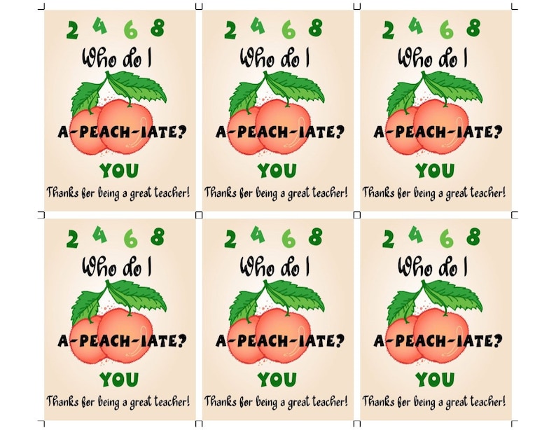 Teacher Appreciation Gift Tag-peach-for Your Favorite Teacher-cute Way ...