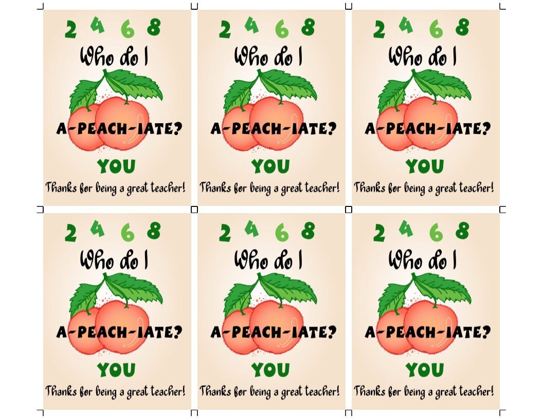 Teacher Appreciation Gift Tag-peach-for Your Favorite Teacher-cute Way ...