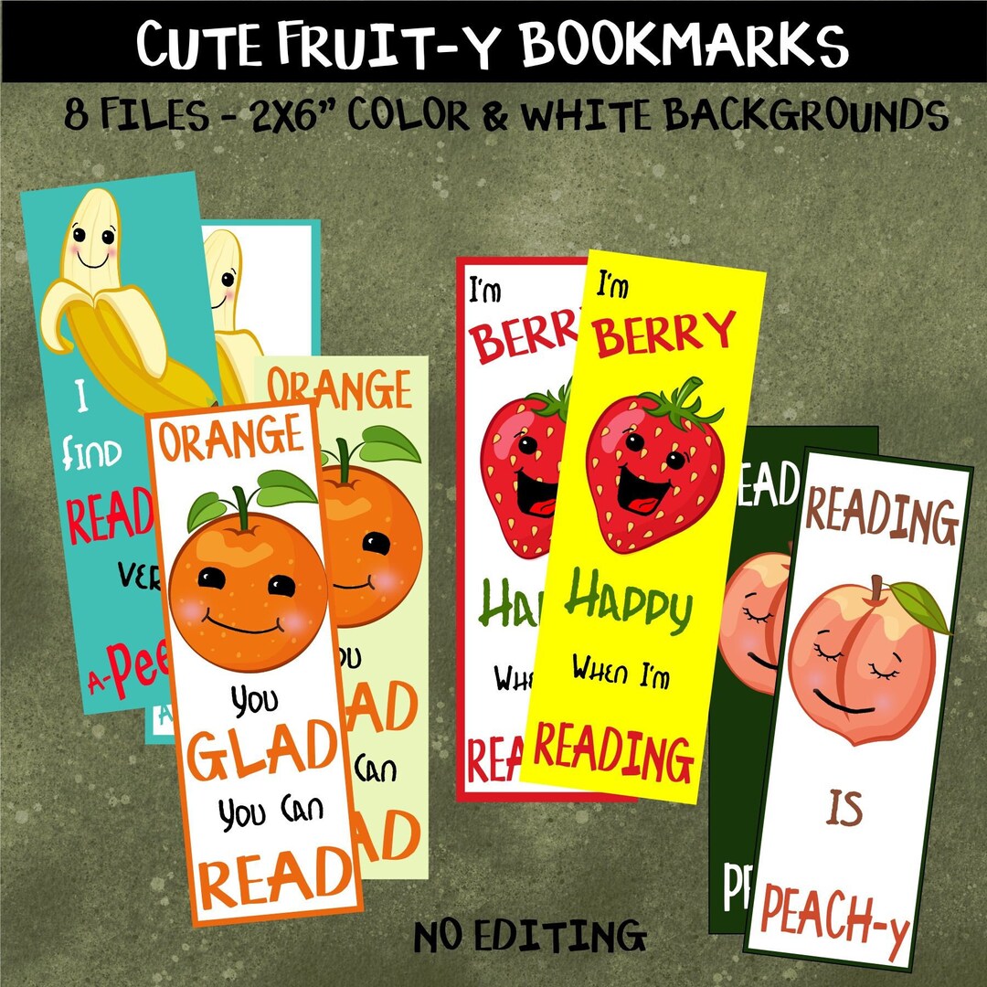 CUTE FRUITY BOOKMARK Templates to Encourage Reading-banana-strawberry ...