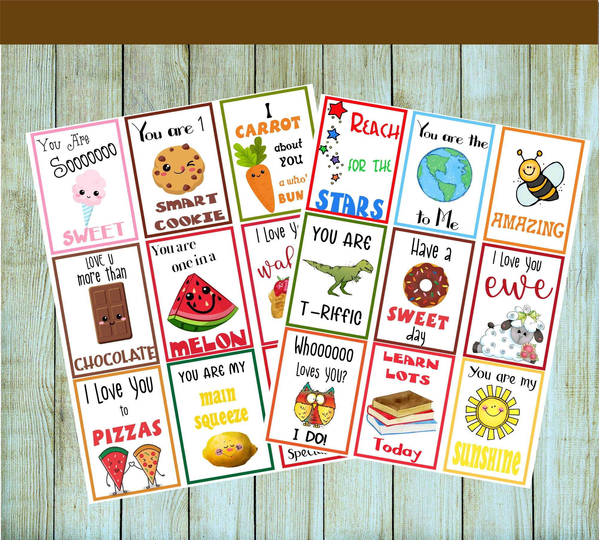 Lunch Box Notes for Kids-printable Lunchbox Notes-lunch Box Cards ...