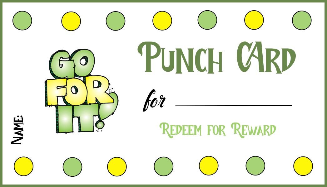 PUNCH Cards for School or Family Use-color and Black & White-great ...