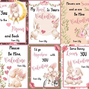 BUNNY VALENTINE CARD Templates-cute Bunnies in Love-valentines for Kids ...