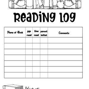 STUDENT READING LOG With 2 Bonus Bookmarks-cute Bears or Bees-all in ...