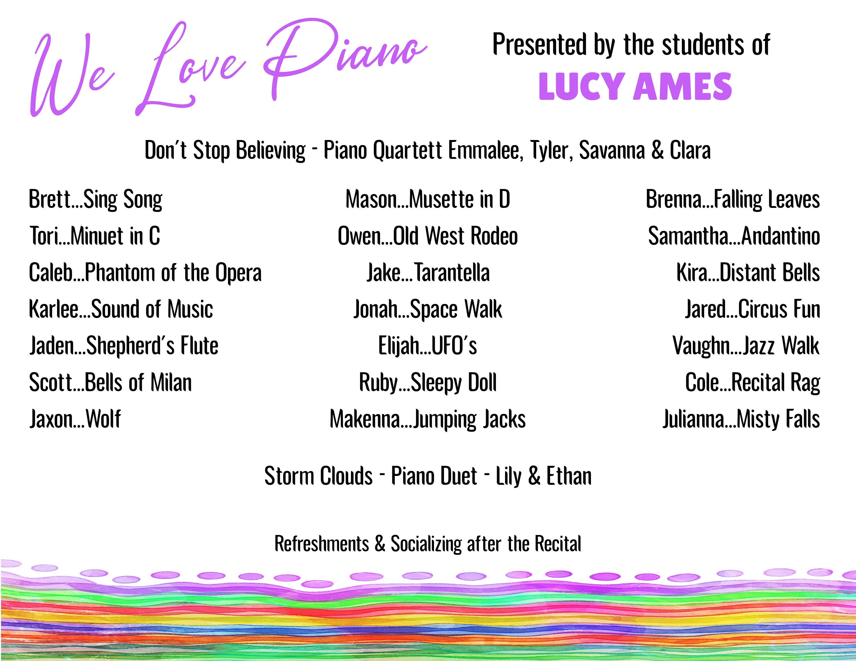 RECITAL Program-comment Card-award Certificate- Bright & Colorful With ...