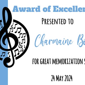 MUSIC AWARD Certificate-completely Editable-change All Colors and Text ...