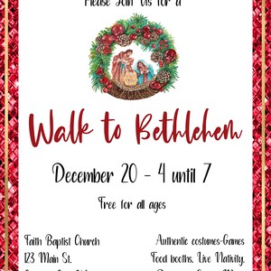 CHRISTMAS WALK to BETHLEHEM Flyer-invitation-get the Word Out - Etsy