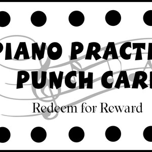 Piano Practice Punch Cards: Student Incentive, Color & B/W (instant ...