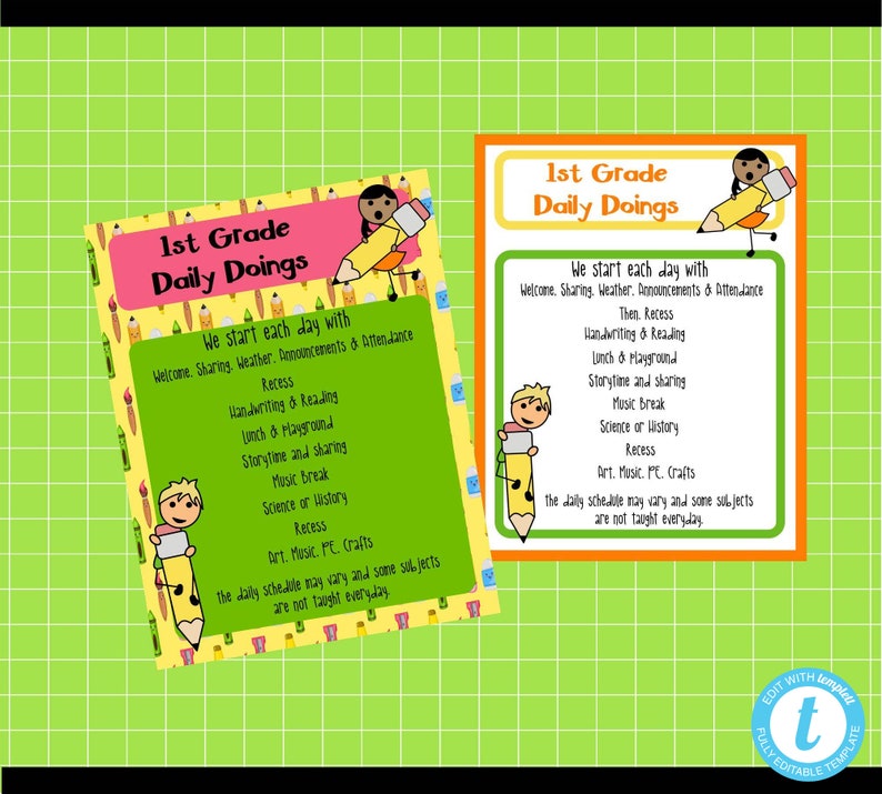 PENCIL KIDS Teacher Packet With 20 Templates-perfect for First Day of ...