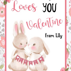 BUNNY VALENTINE CARD Templates-cute Bunnies in Love-valentines for Kids ...