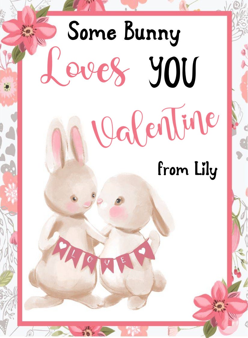 BUNNY VALENTINE CARD Templates-cute Bunnies in Love-valentines for Kids ...