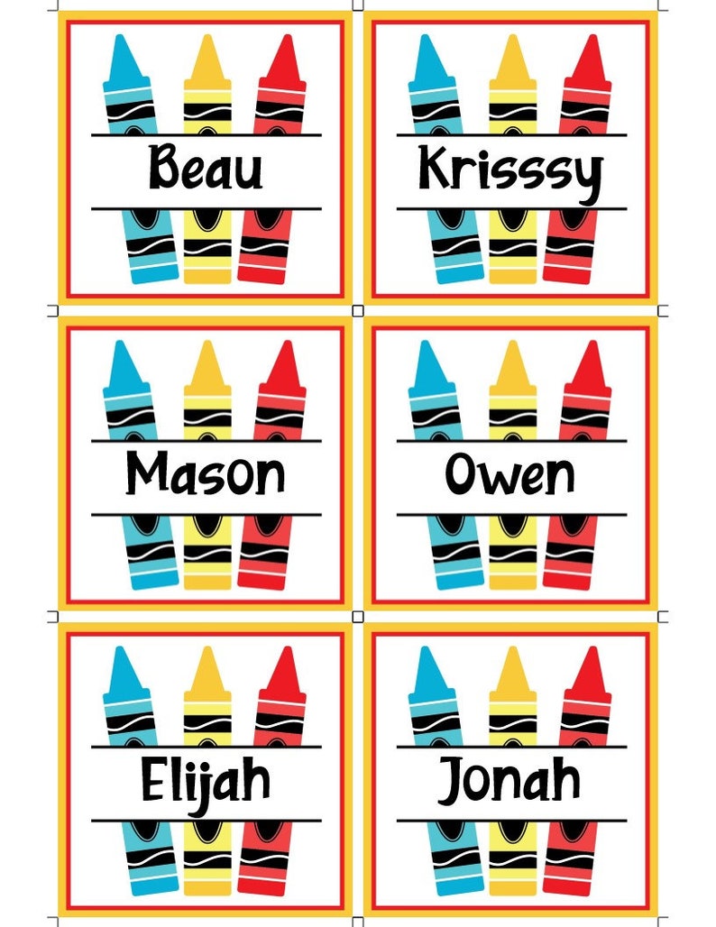 Crayon Name and Desk Tag Templates: Editable Classroom Tags and Labels ...
