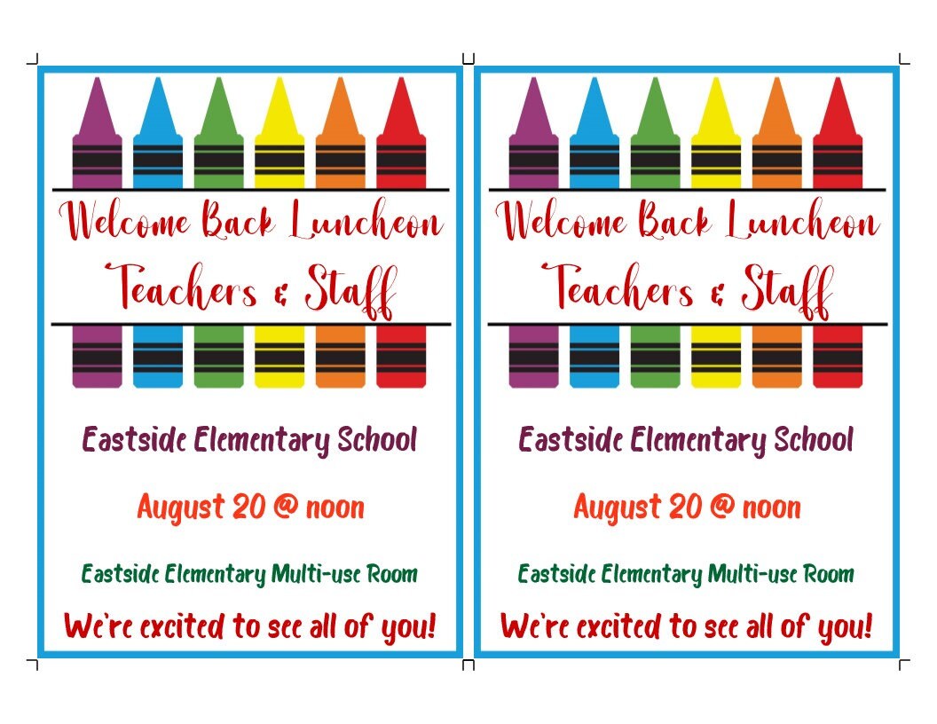 SCHOOL WELCOME BACK Luncheon Invitation & Flyer Template-any School ...