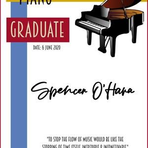 PIANO GRADUATE Award Certificate-recognize Accomplishments of Your ...