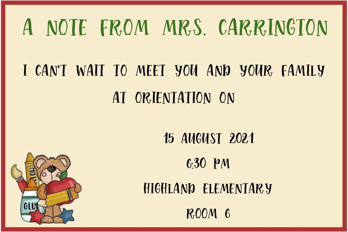 MEET THE TEACHER Template With Bonus Teacher Contact Card and a Note ...