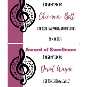 MUSIC AWARD Certificate-completely Editable-change All Colors and Text ...