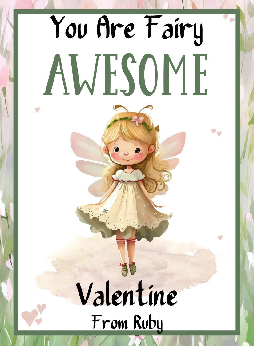 ADORABLE SPRING FAIRY Valentine Templates-6 Different Styles-editable ...