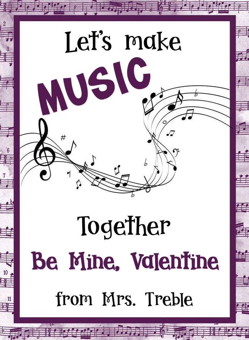 6 MUSICAL Valentines-fun Music Valentines-music Teachers or Students ...
