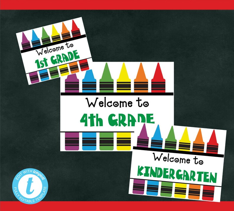 School Welcome Poster Template: Crayon Design in 3 Sizes - Editable ...