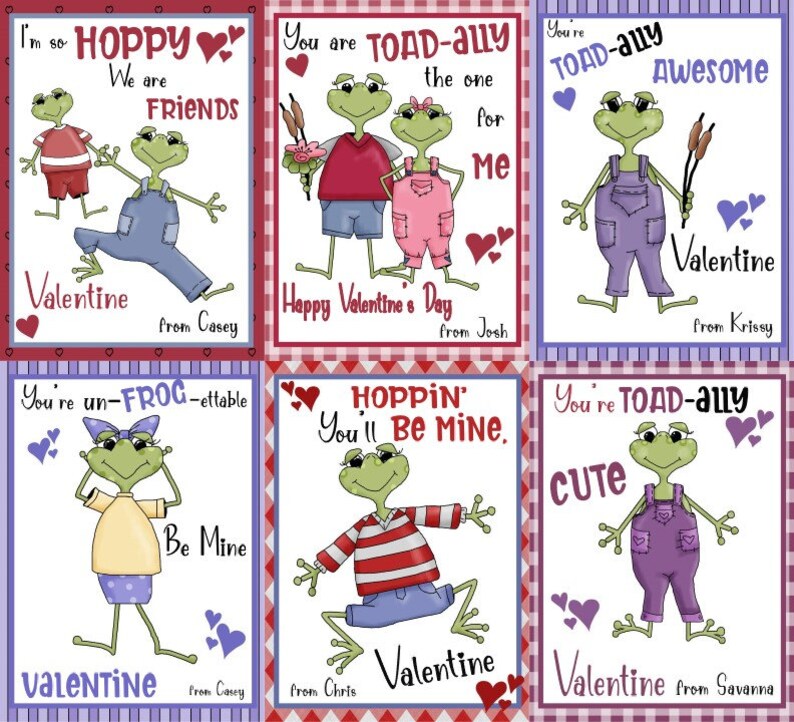 FROG VALENTINE CARD Templates for Kids-valentines Day Cards - Etsy