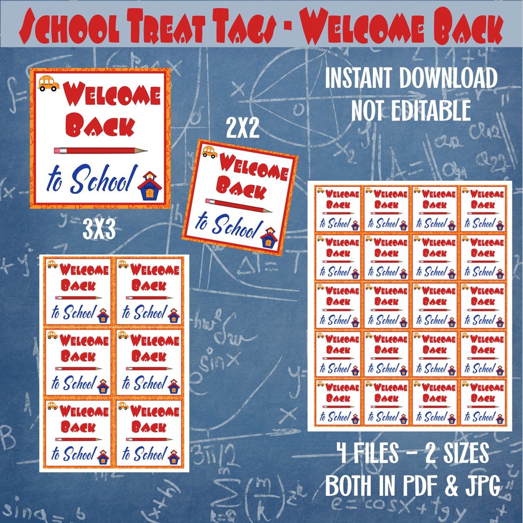 Welcome Back to School Treat Tags: Teacher Student Favor (digital ...