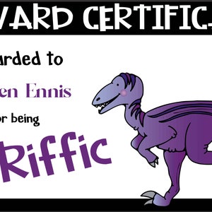 DINOSAUR Award Certificate Template-edit - Etsy