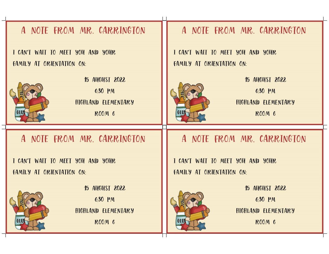 DIGITAL TEACHER Notes-cute Bears-lined Paper Note-postcard - Etsy