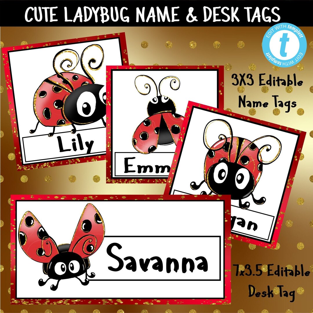 Ladybug Classroom Name Tags: Editable Student Desk Labels (digital) - Etsy