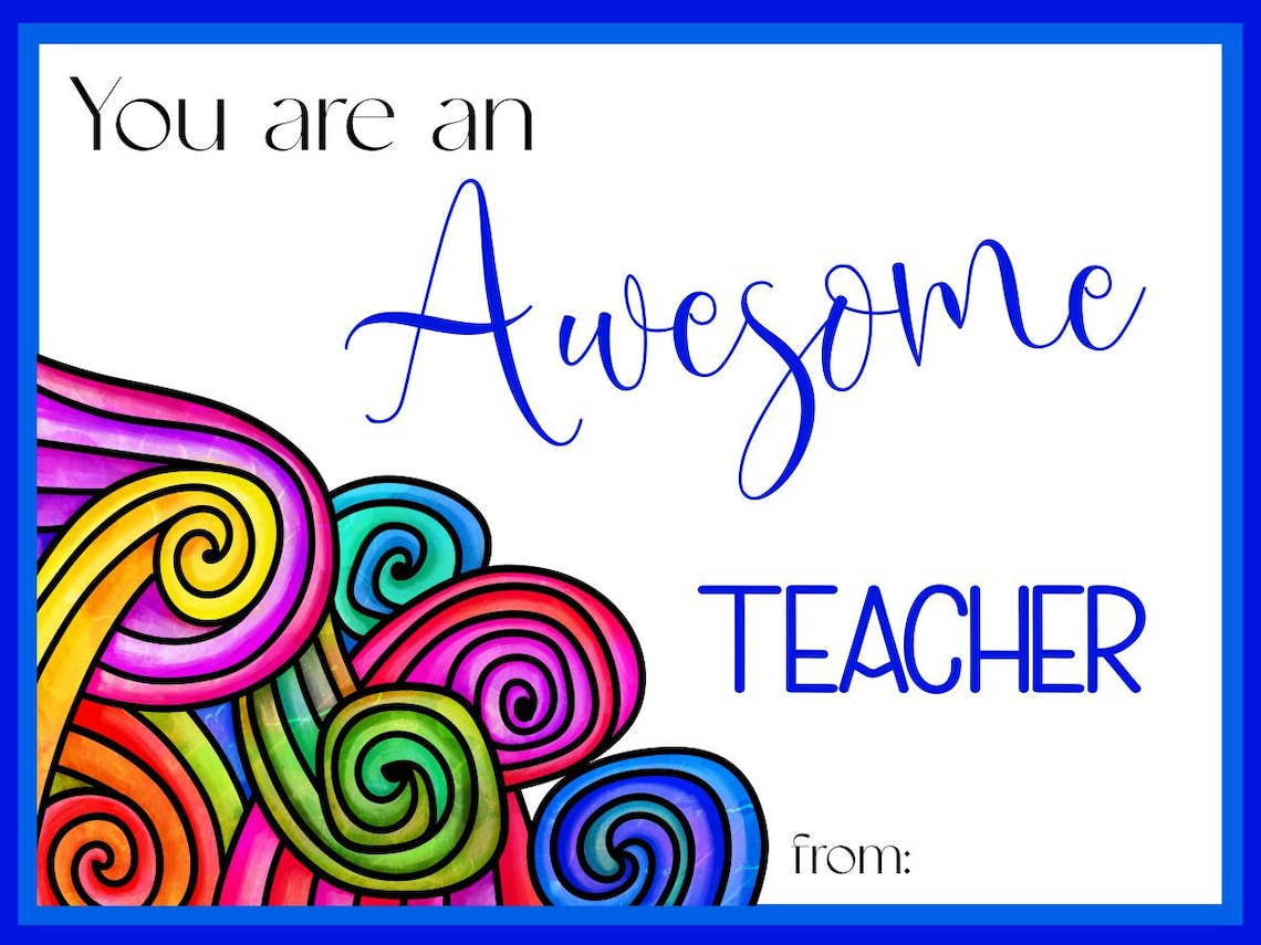 TEACHER APPRECIATION GIFT Tags-color and Black & White-16 Files-instant ...