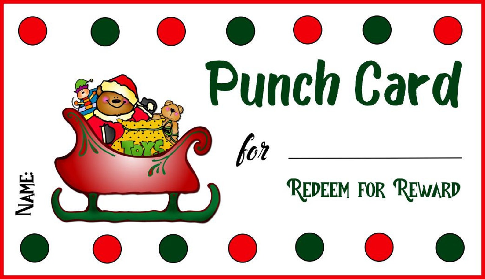 Holiday Punch Card Templates: July-december, School & Home (PDF) - Etsy