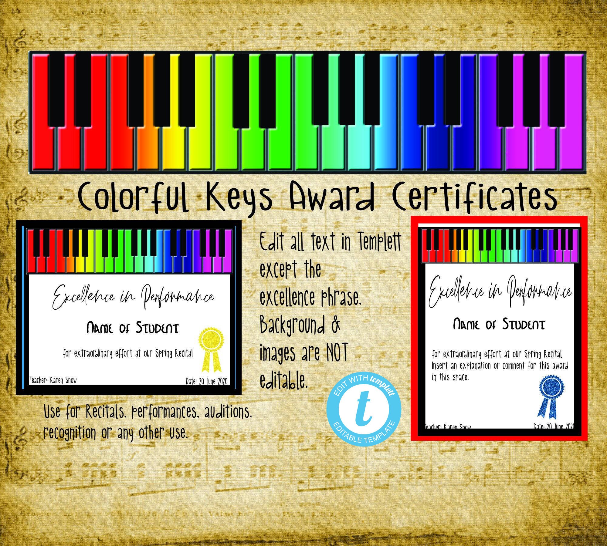 Piano Award Certificate Colorful Keys Theme Etsy de piano-award-certificate-colorful-keys-theme-etsy-de