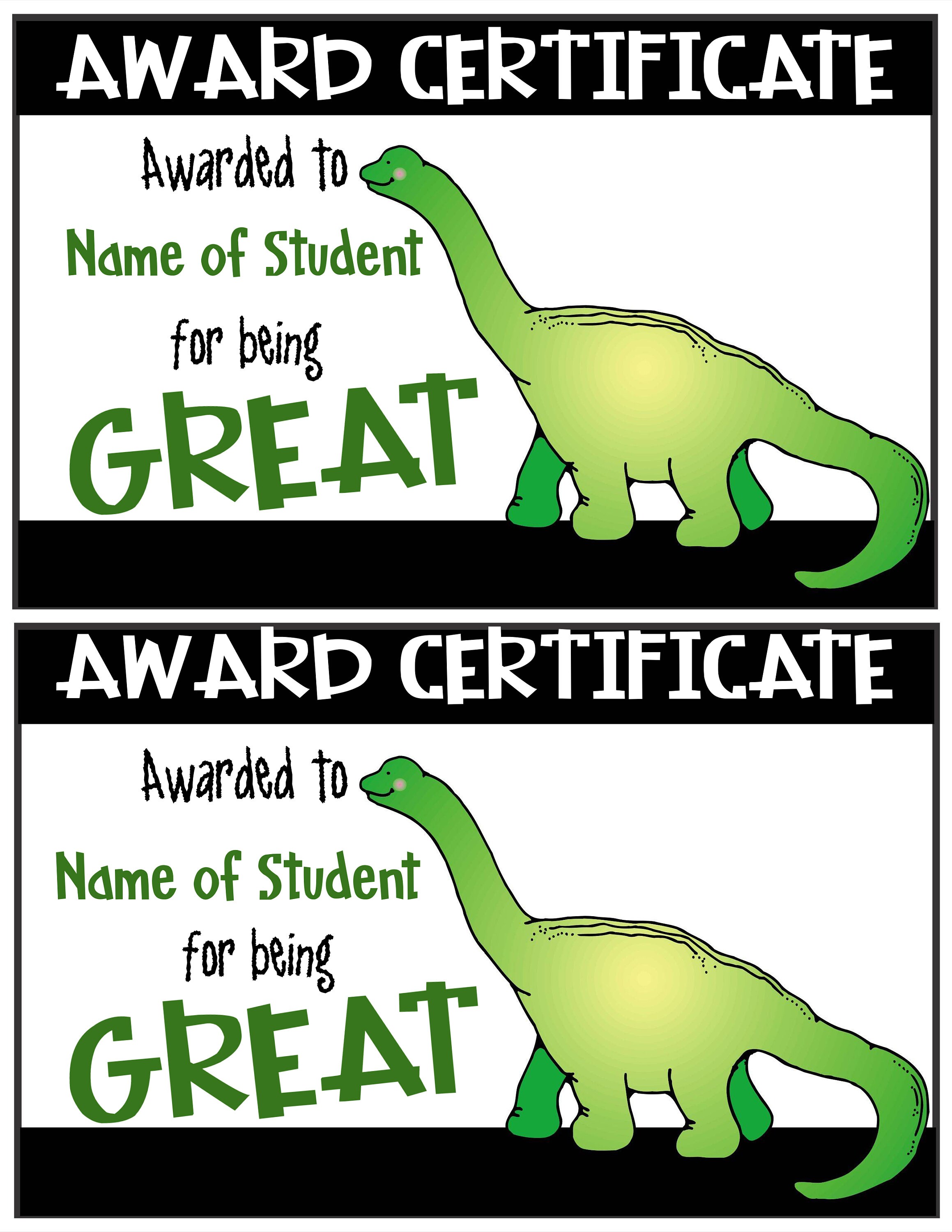 Dinosaur Award Certificate Templates-school-classroom-2 to Page-6 ...