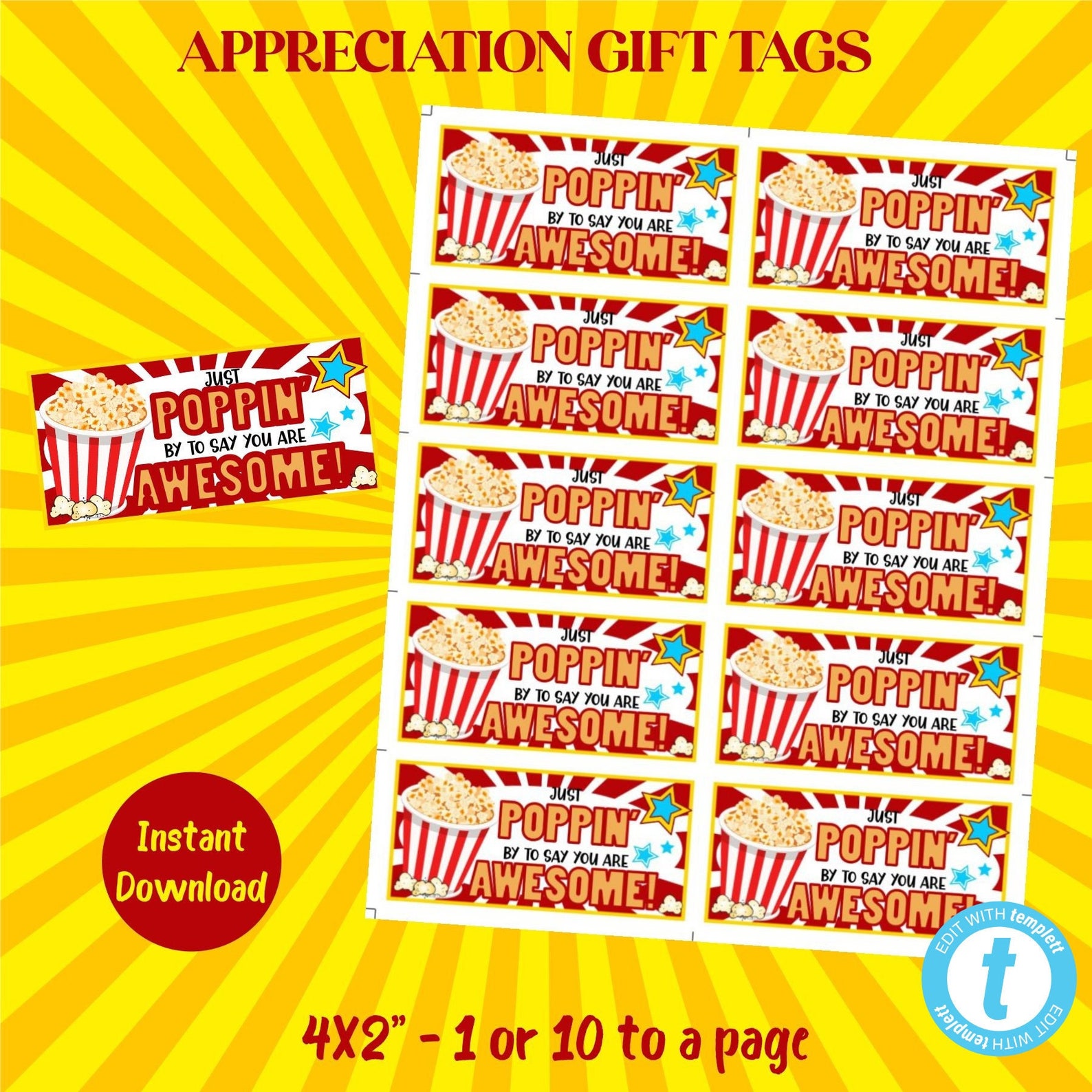 POPPIN AWESOME Appreciation Gift Tag for Teachers-students ...