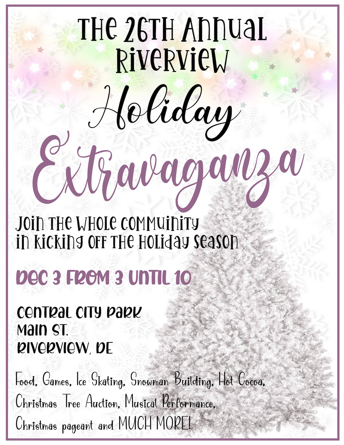 CHRISTMAS EVENT FLYER and Invitation With Snowy Christmas Tree-elegant ...