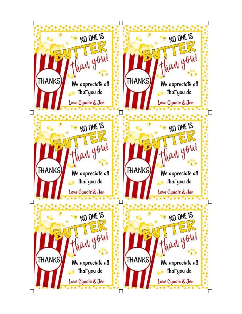 Appreciation Gift Tag-popcorn-for Those You Appreciate-teacher-staff ...