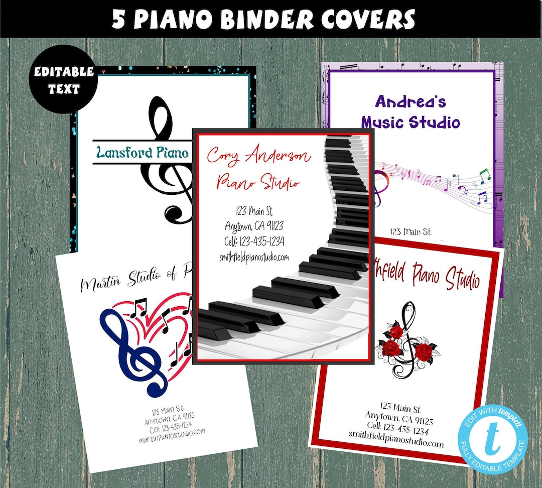 Piano Lesson Binder Covers: Editable Music Notebook Covers (digital ...