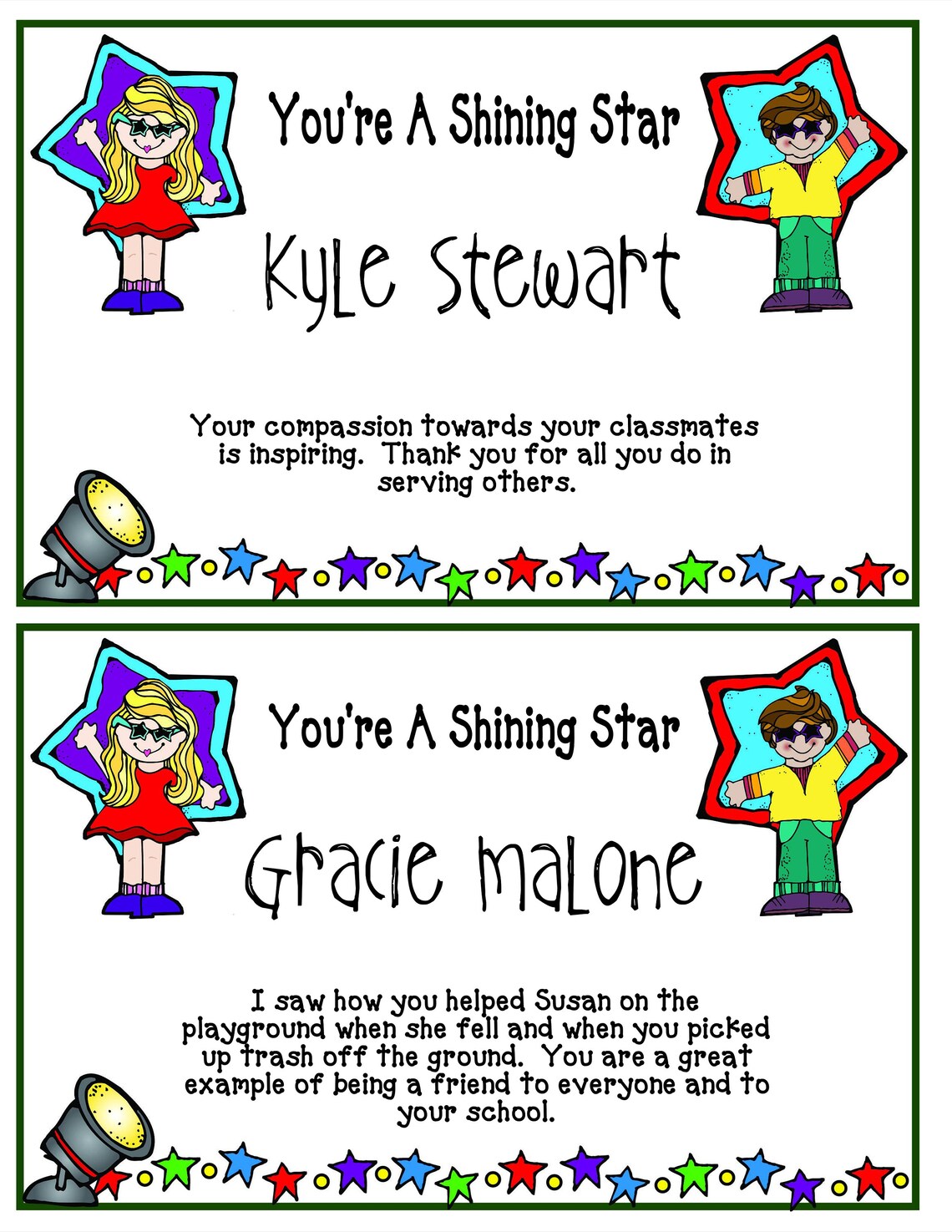 Star Student Certificate Template-recognition Award-editable Text With ...