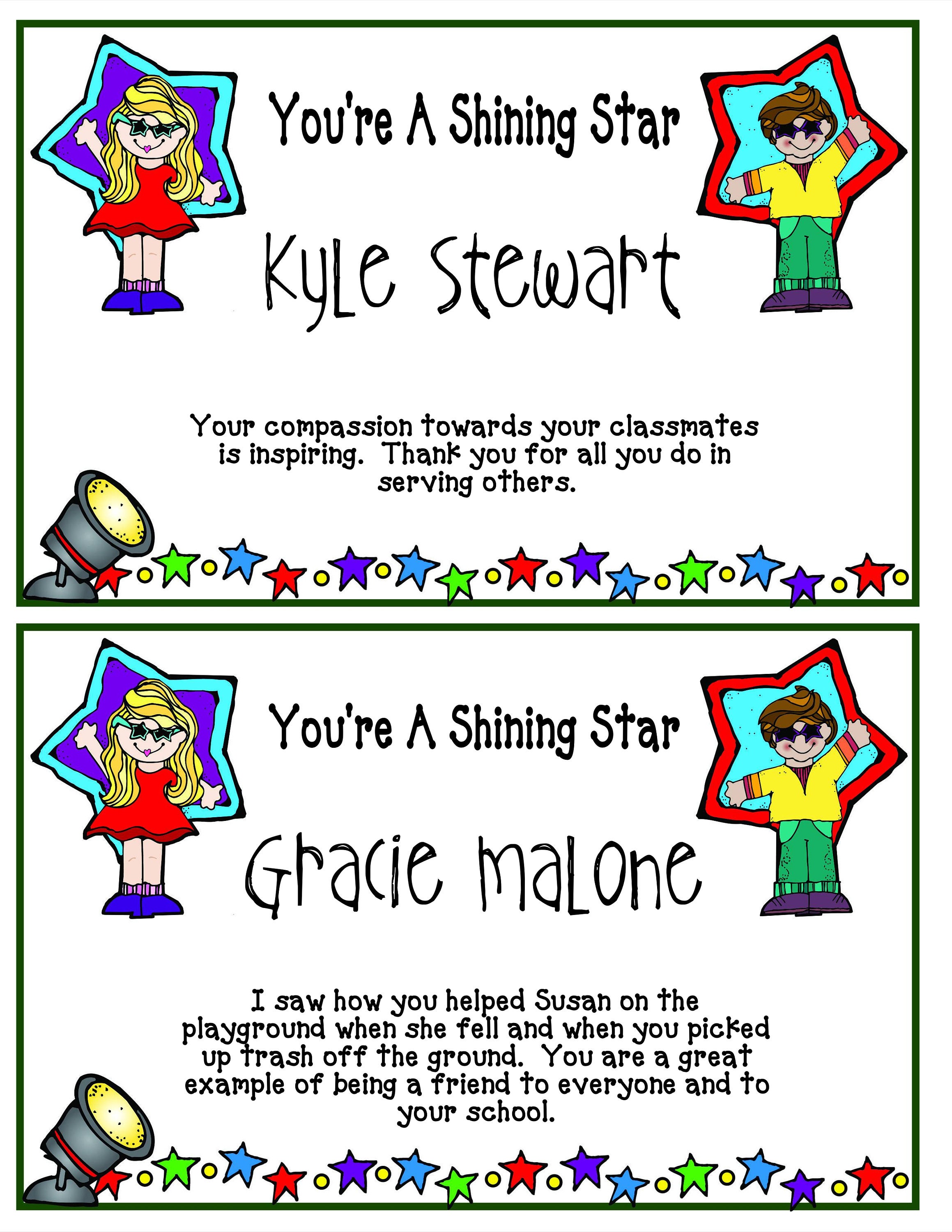Star Student Certificate Template-recognition Award-editable Text With ...