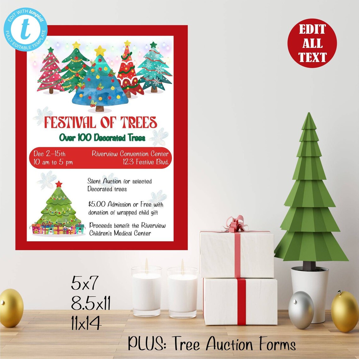 FESTIVAL OF TREES and Silent Auction Forms Template-colorful Christmas ...