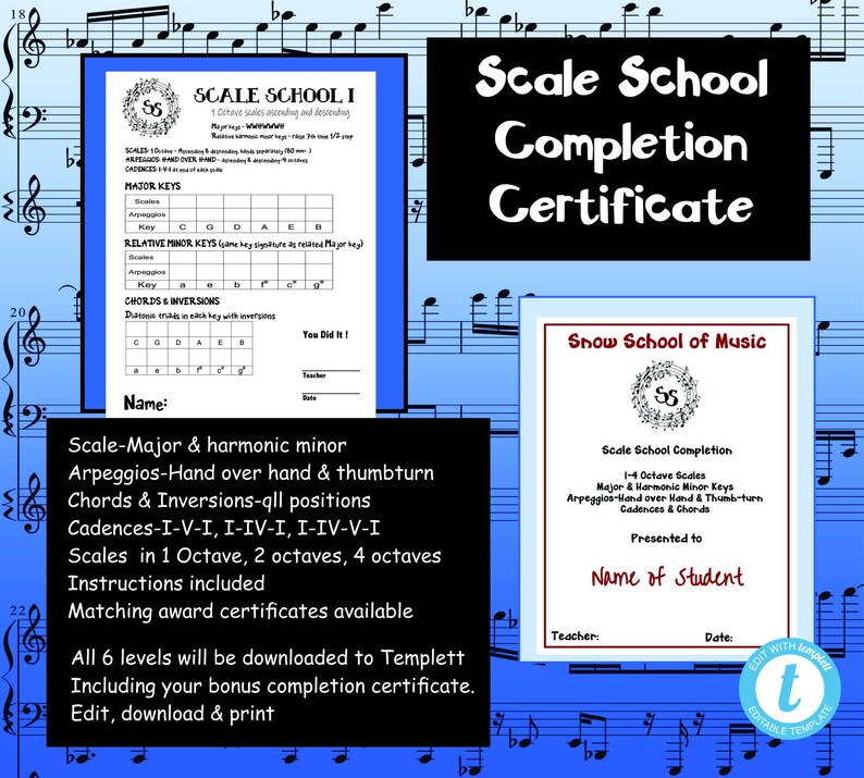 Scale School for Music Students-major & Harmonic Minor in 6 Levels ...