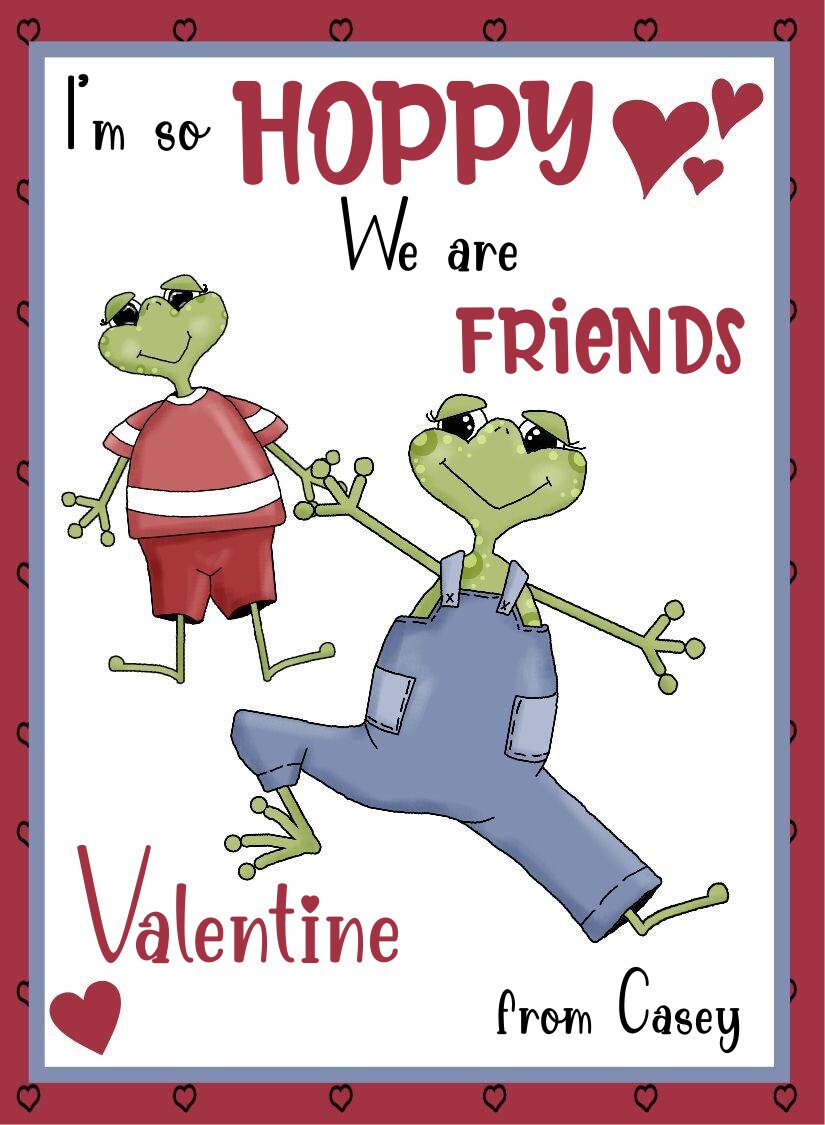 FROG VALENTINE CARD Templates for Kids-valentines Day Cards - Etsy