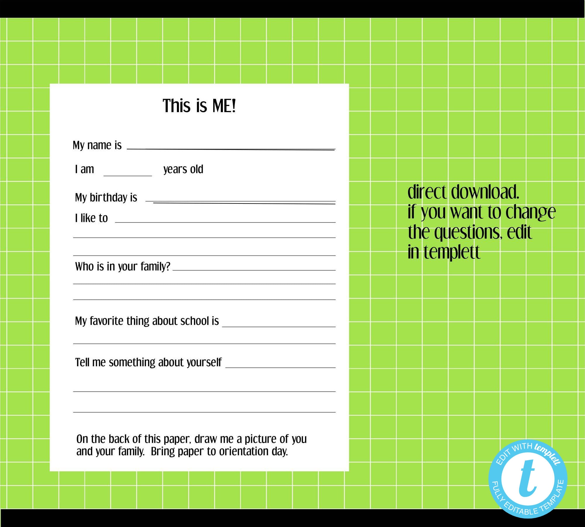 PENCIL KIDS Teacher Packet With 20 Templates-perfect for First Day of ...