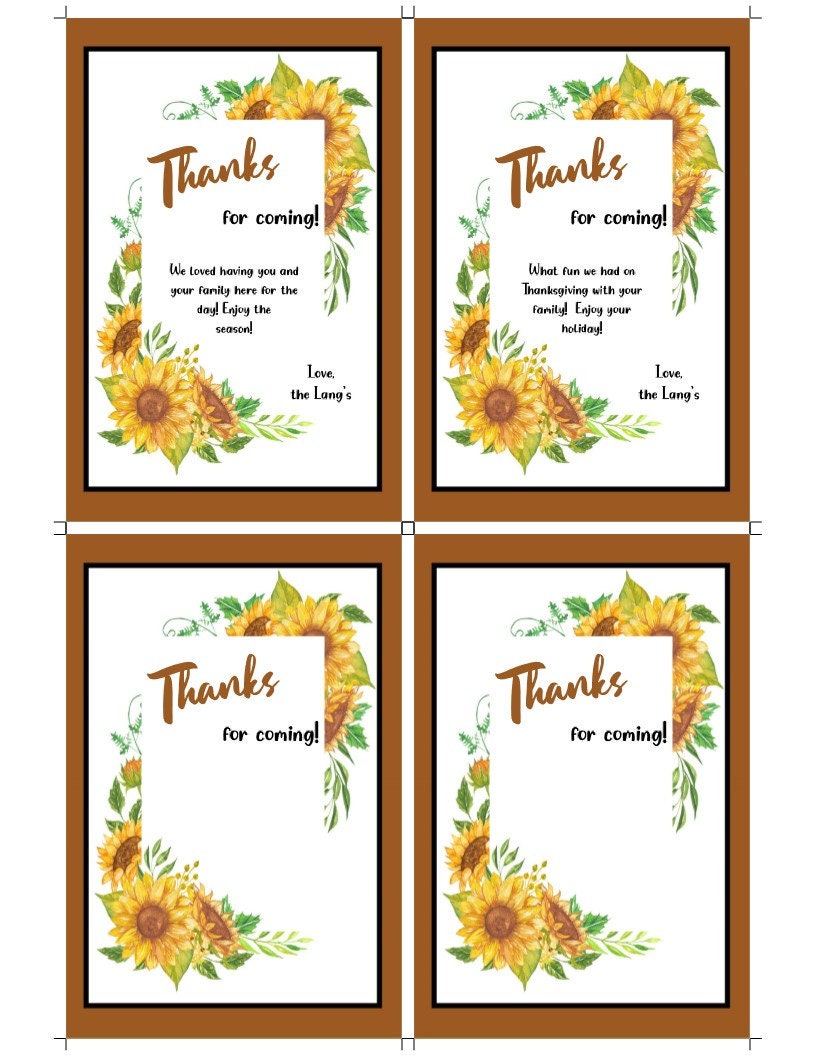 THANKSGIVING SUNFLOWER FRAME Invitation and Thank You Postcard ...
