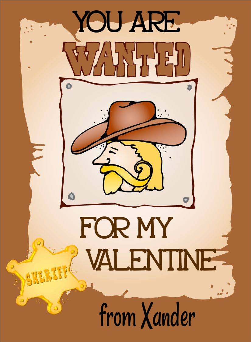 WILD WEST VALENTINE Templates-6 different editable valentines - Etsy.de