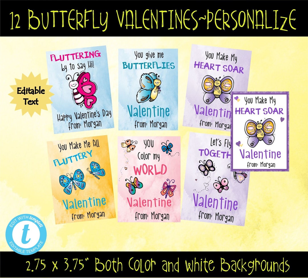 Fluttery Butterfly Valentine Templates-different Designs-printable ...