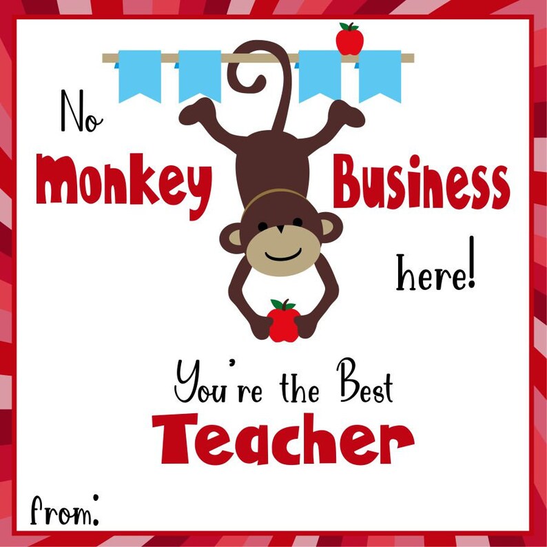 TEACHER APPRECIATION Gift Tags With Cute Monkeys Doing Cute Things to ...