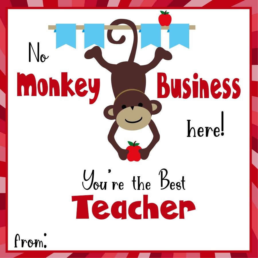 TEACHER APPRECIATION Gift Tags With Cute Monkeys Doing Cute Things to ...