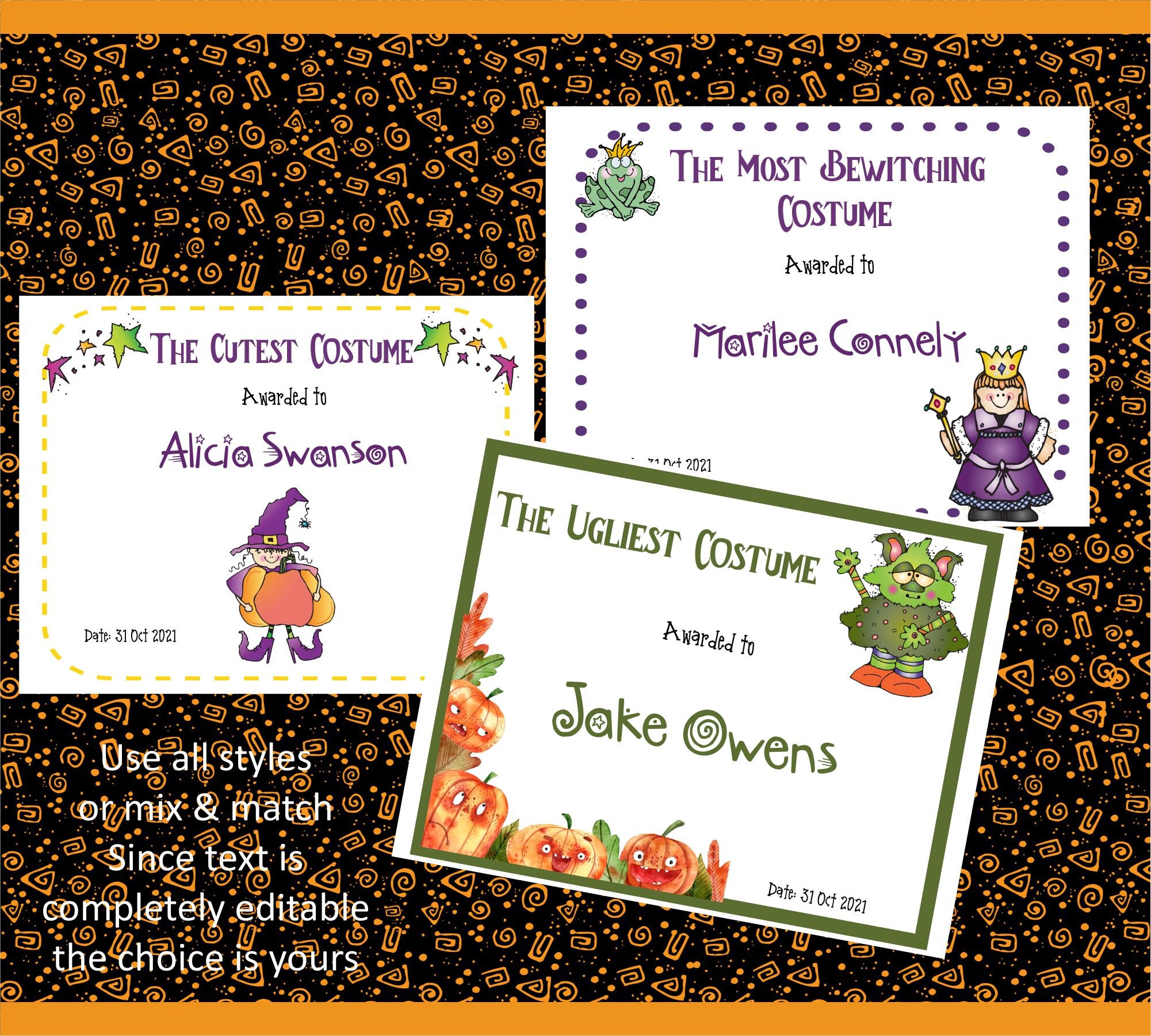 Halloween Costume Award Certificate Templates-12 Unique Awards to ...